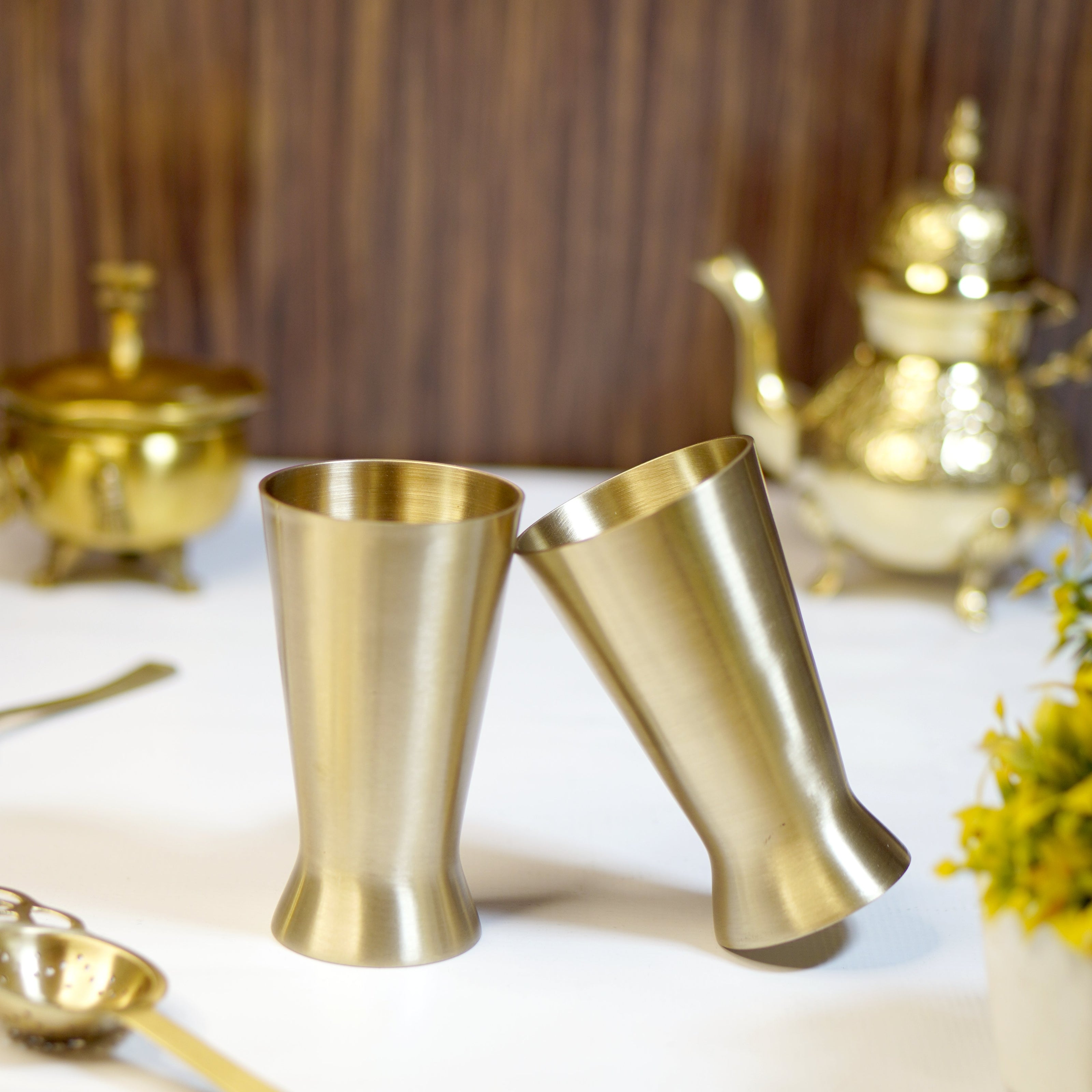 Bronze / Kansa Lassi Glass with Velvet Box | 2 Pcs Set