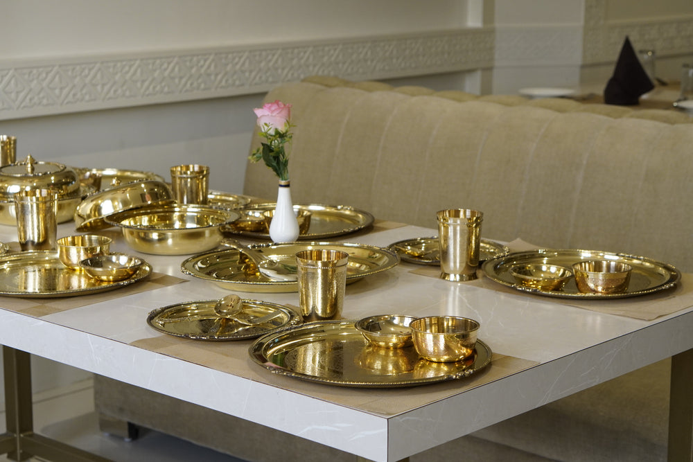 Brass Globe Dinner Set - 51 pcs | Artisan Craftsmanship | Premium Materials