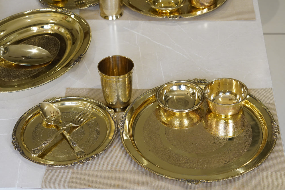 Brass Globe Dinner Set - 51 pcs | Artisan Craftsmanship | Premium Materials