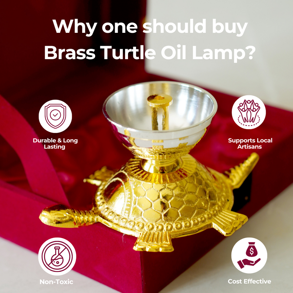 Brass Tortoise Oil Lamp - Unique Home Décor