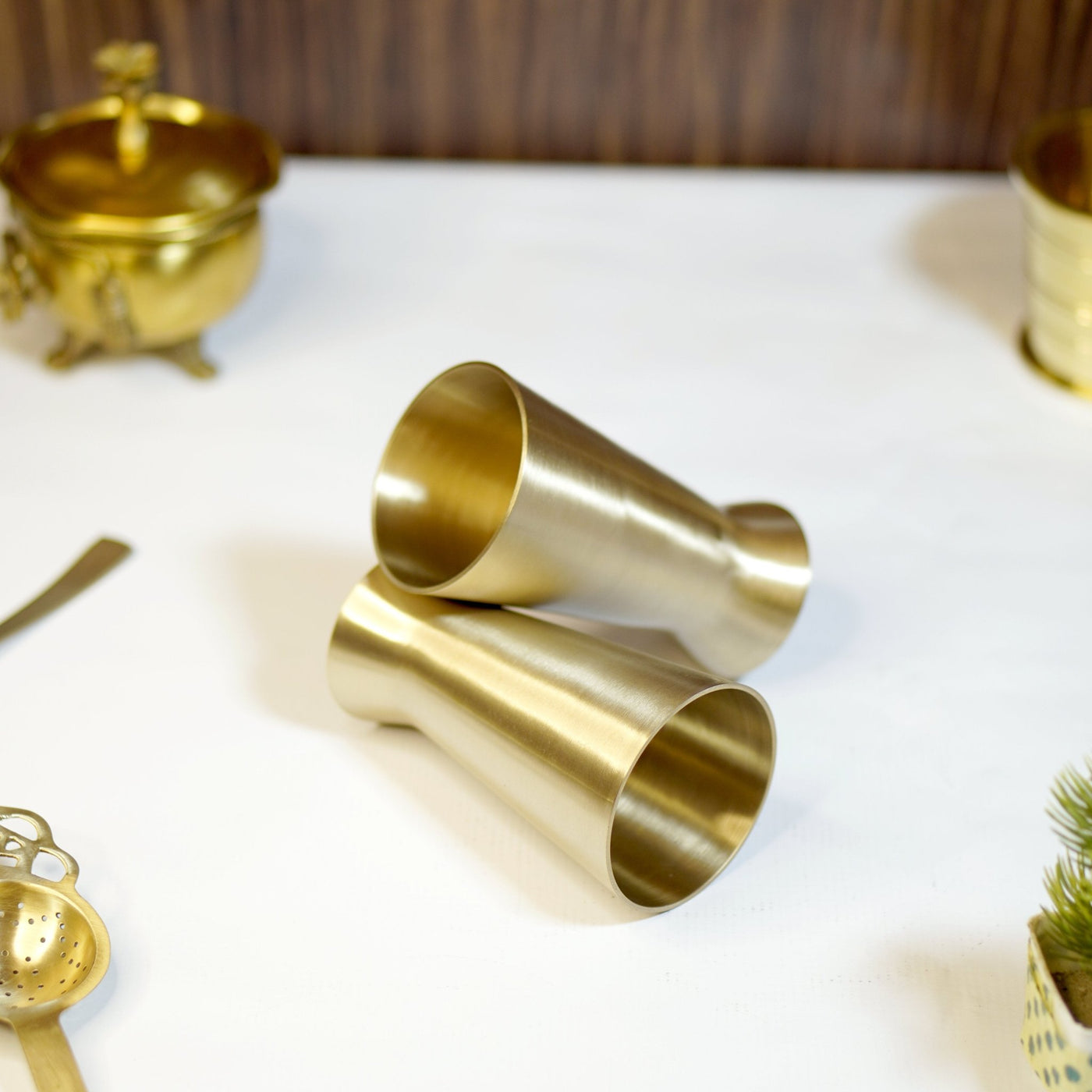 Bronze / Kansa Lassi Glass with Velvet Box | 2 Pcs Set