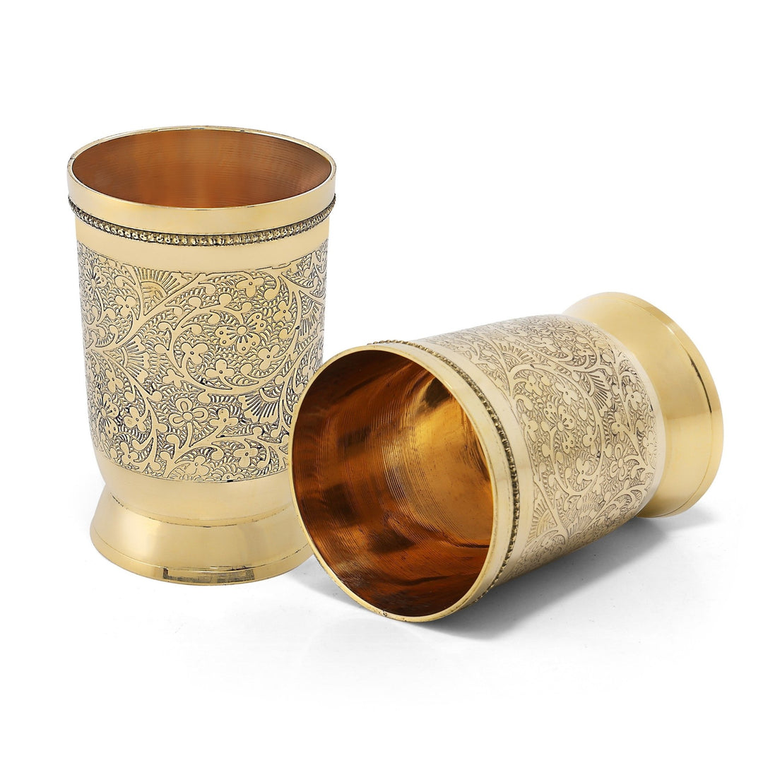 Pure Brass Glass Set for Drinking Water | 6 Pieces Set – Brass Globe