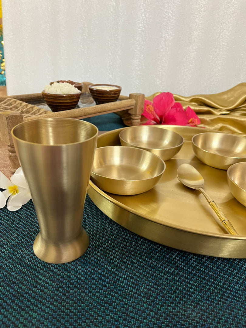 7 Pieces Brass Gujarati Thali Set Matte Finish – Brass Globe