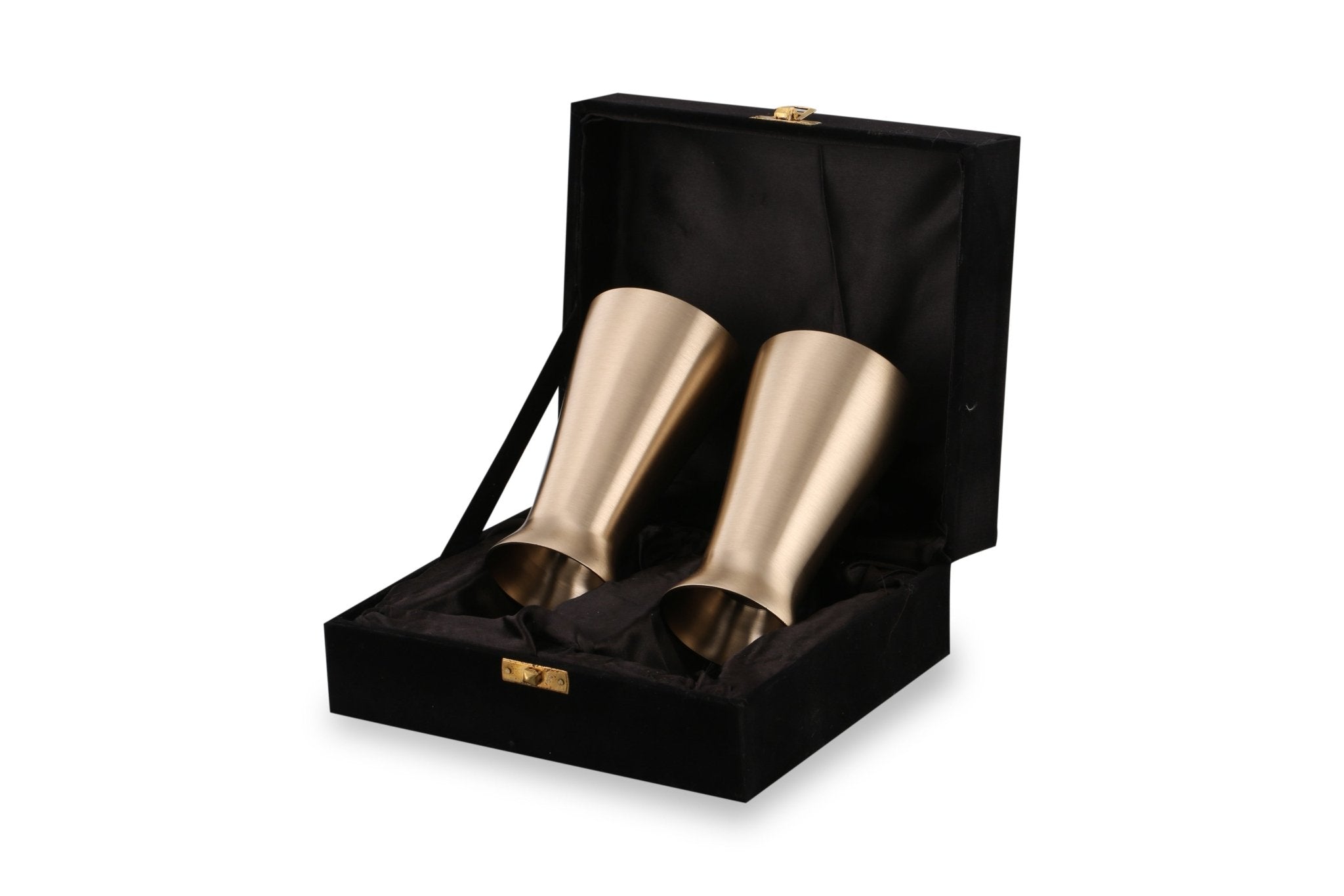 Bronze / Kansa Lassi Glass with Velvet Box | 2 Pcs Set – Brass Globe