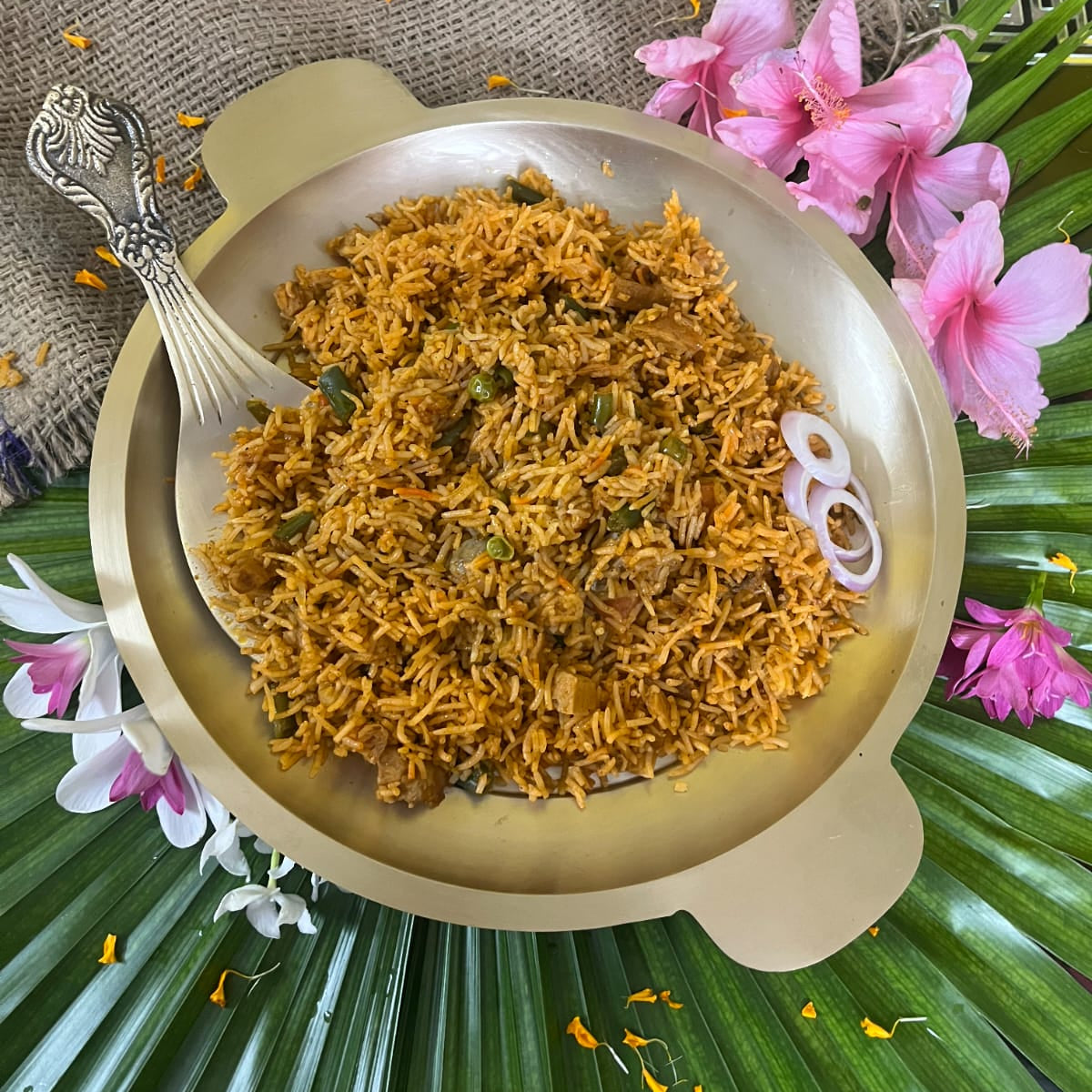 Bronze Kansa Rice Plate - Rice Serving Spoon Included – Brass Globe